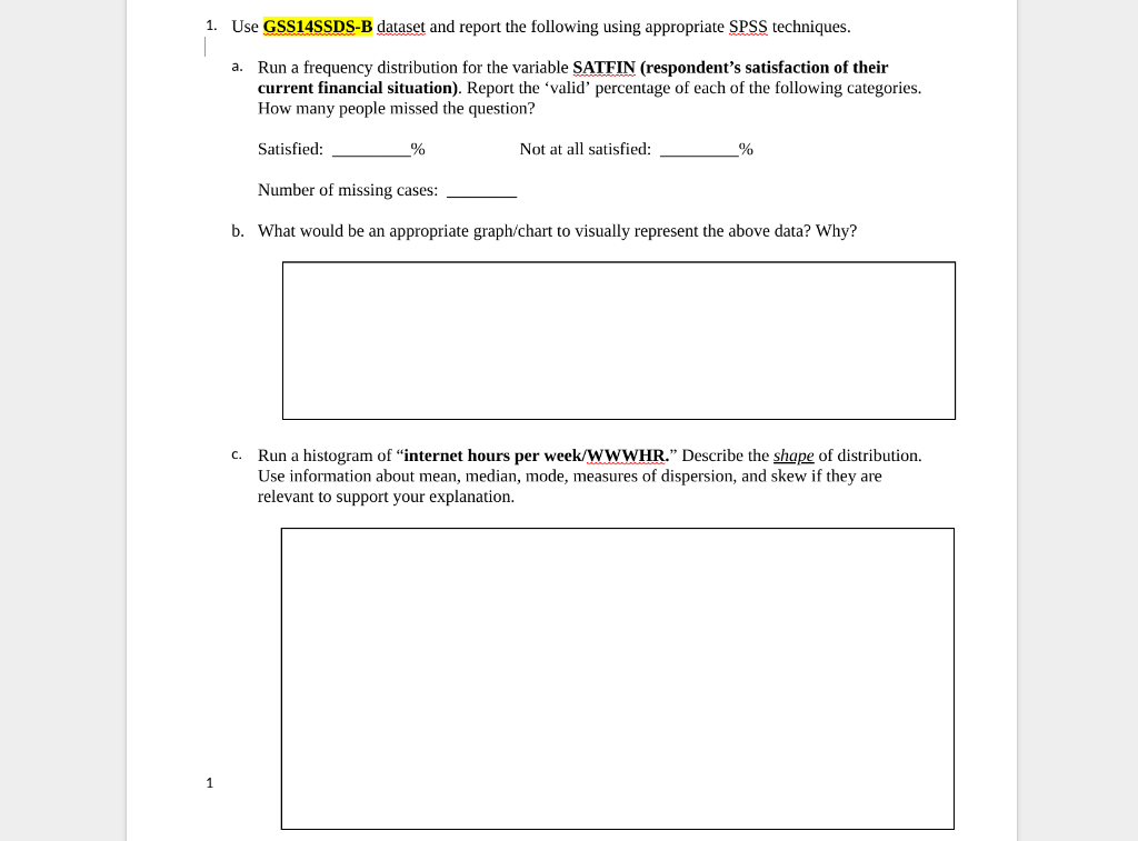 1. Use GSS14SSDS-B dataset and report the following | Chegg.com