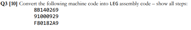 Solved Convert the following machine code into LEG assembly | Chegg.com