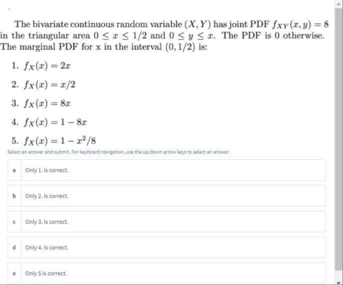 Solved The bivariate continuous random variable (X,Y) has | Chegg.com