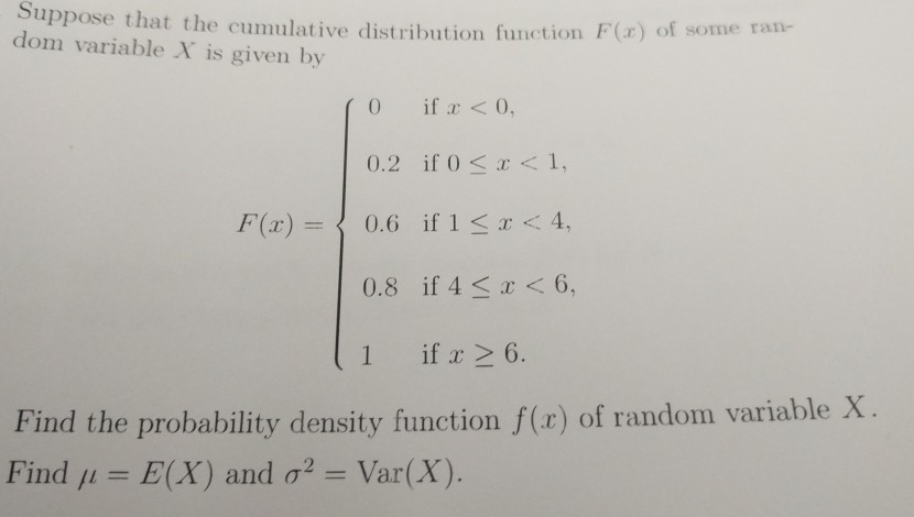 Solved Suppose that the cumulative distribution function F() | Chegg.com