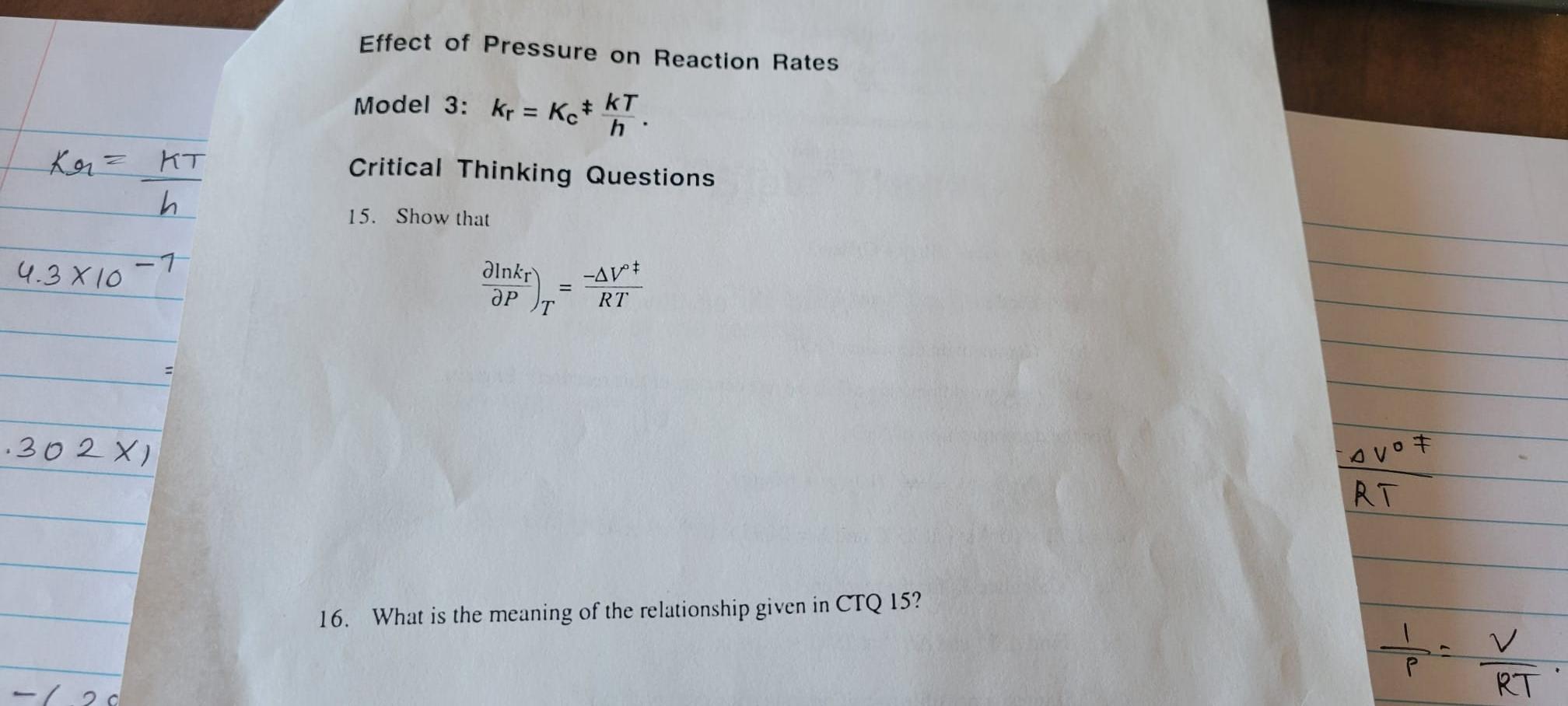 Solved Effect of Pressure on Reaction Rates Model 3: | Chegg.com