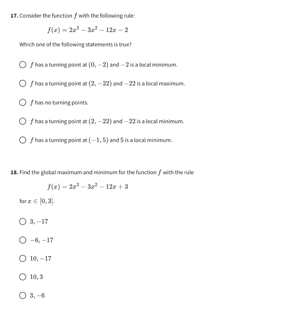 Solved 17. Consider the function f with the following rule: | Chegg.com