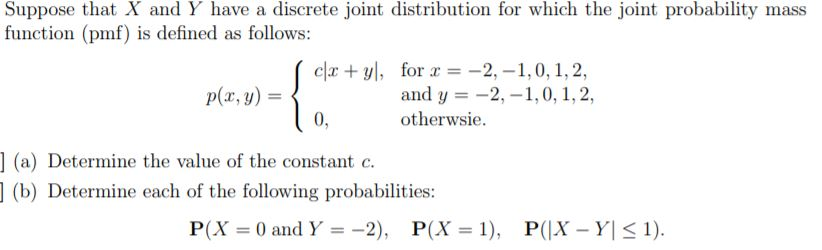 Solved Suppose that X and Y have a discrete joint | Chegg.com