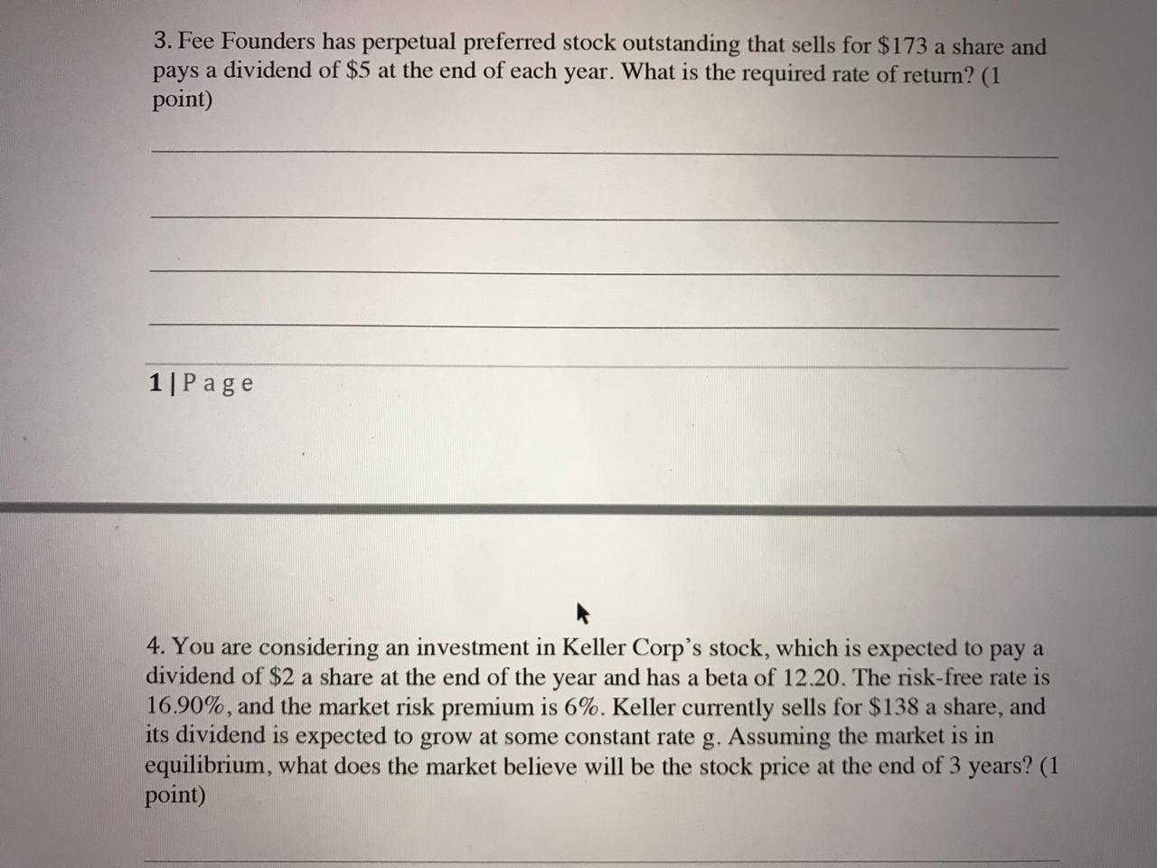 Solved 3. Fee Founders has perpetual preferred stock | Chegg.com