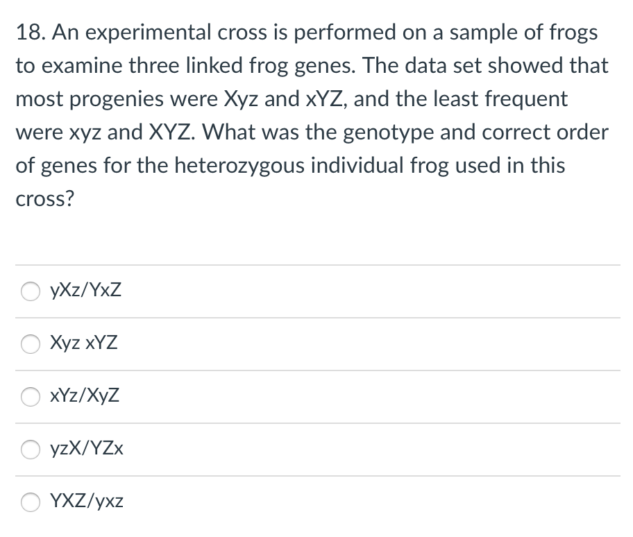Solved 18. An experimental cross is performed on a sample of | Chegg.com