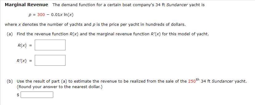 Solved Marginal Revenue The demand function for a certain | Chegg.com
