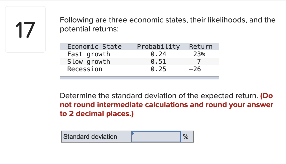 Solved Following are three economic states, their | Chegg.com