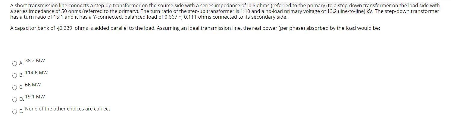 Solved A short transmission line connects a step-up | Chegg.com