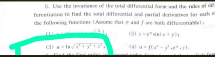Solved 5. Use the invariance of the total differential form | Chegg.com