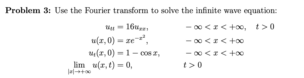 Solved Problem 3: Use the Fourier transform to solve the | Chegg.com