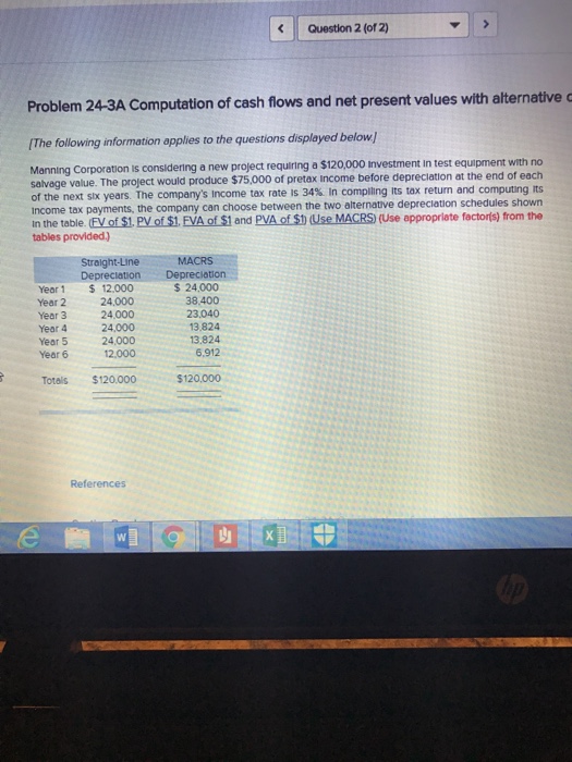 Solved Question 2 (of 2) Problem 24-3A computation of cash | Chegg.com