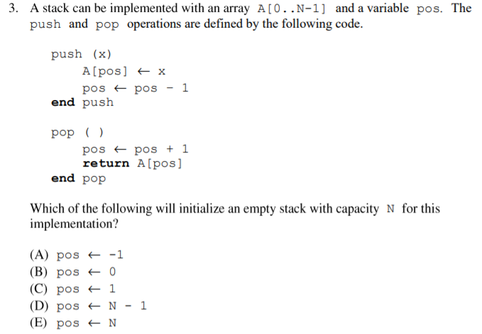Solved 3 A Stack Can Be Implemented With An Array A 0