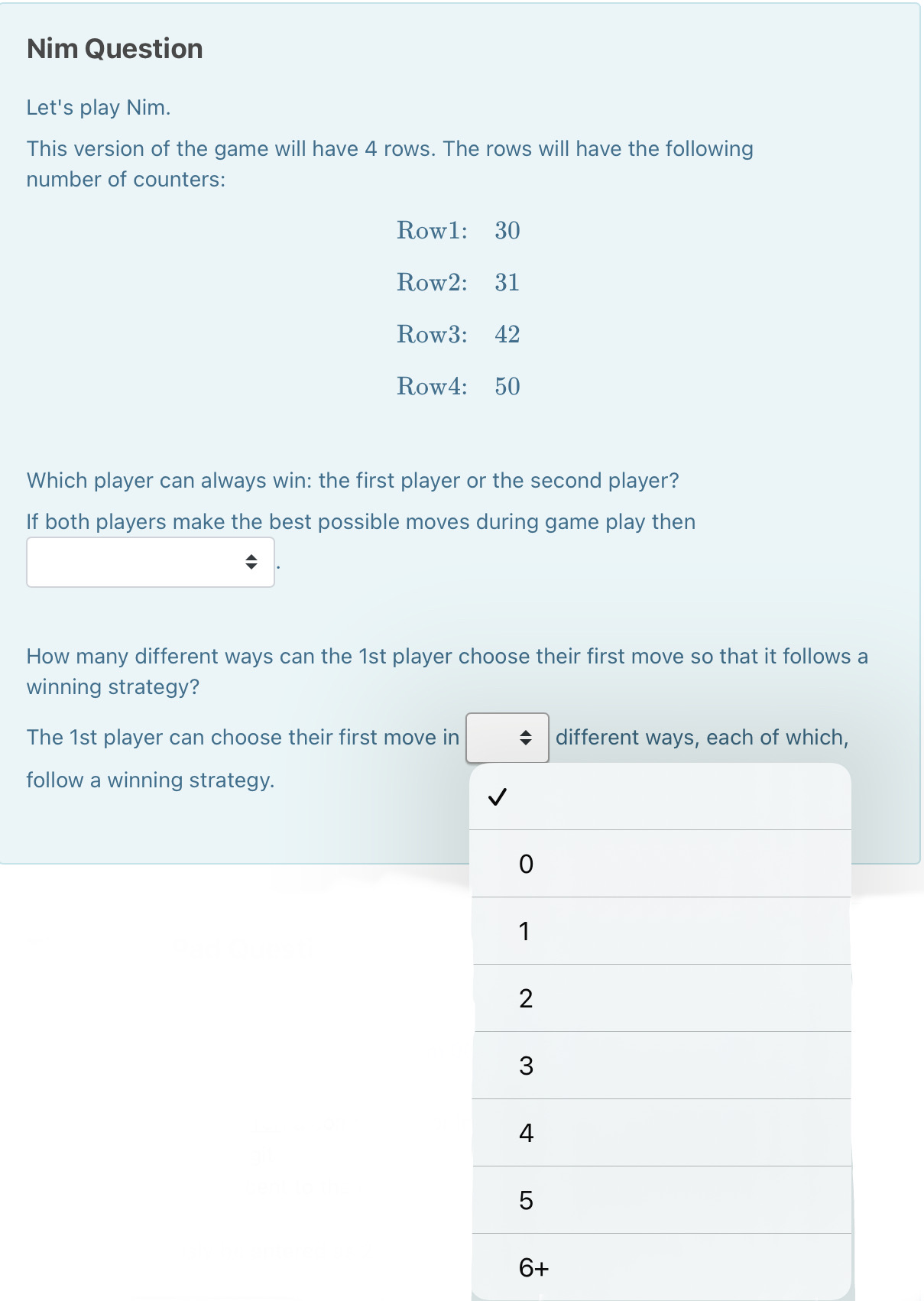 Solved Let's play Nim. This version of the game will have 4 | Chegg.com