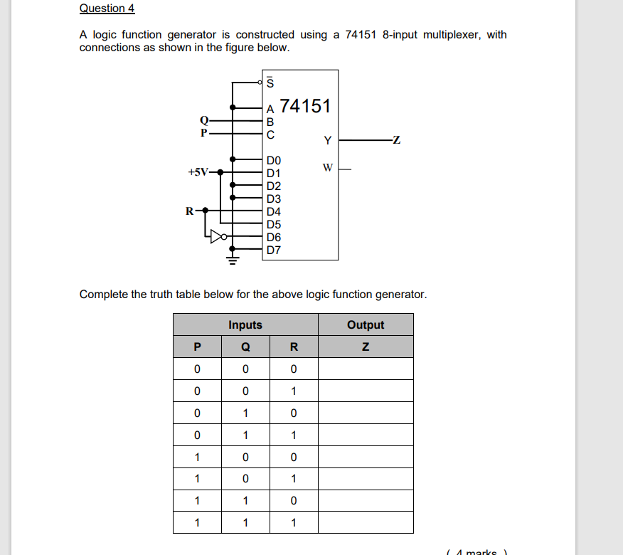 Solved Question 3 Z = POR. (PQR + + +Q) Which of the | Chegg.com