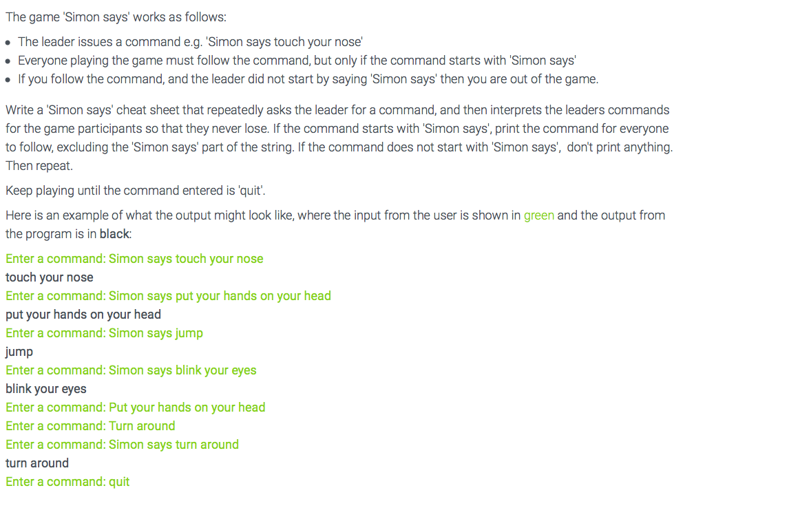 Solved The game 'Simon says' works as follows: • The leader | Chegg.com