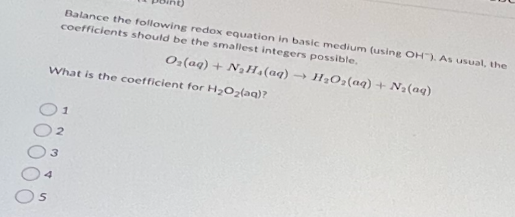 Solved Balance the following redox equation in basic medium | Chegg.com