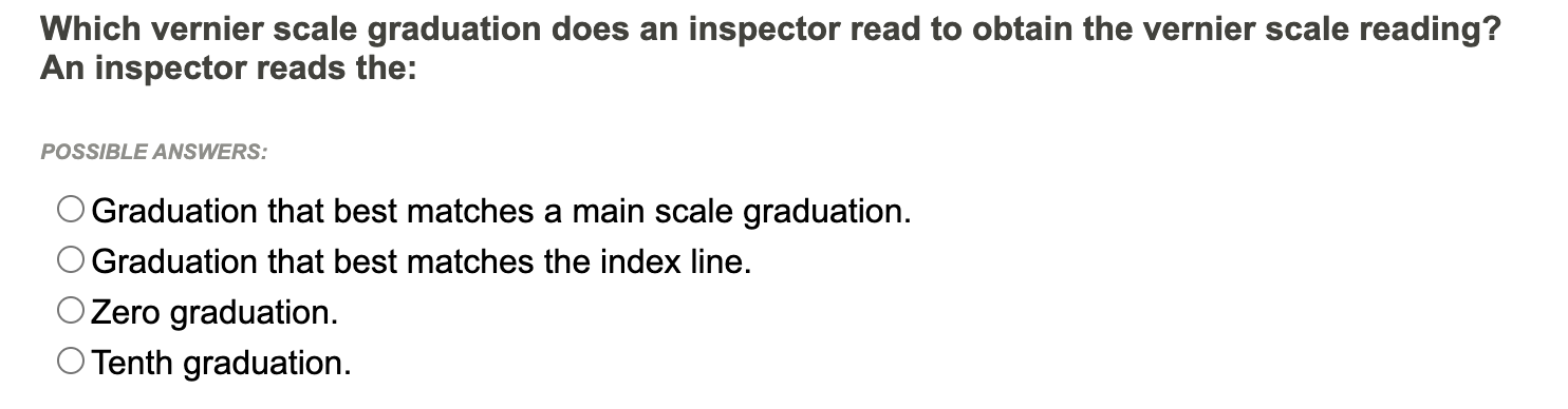 Solved Which vernier scale graduation does an inspector read | Chegg.com