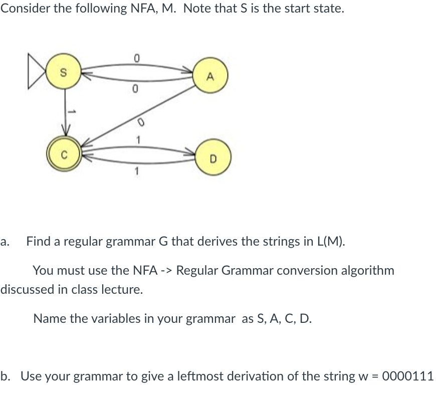 Solved Consider the following NFA, M. Note that S is the | Chegg.com