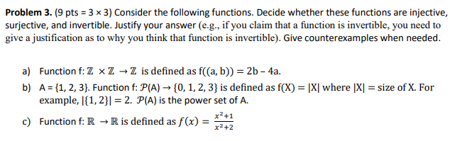 Solved Problem 3. ( 9 pts =3×3 ) Consider the following | Chegg.com