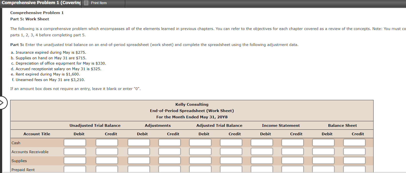 Comprehensive Problem 1 (Covering Comprehensive | Chegg.com