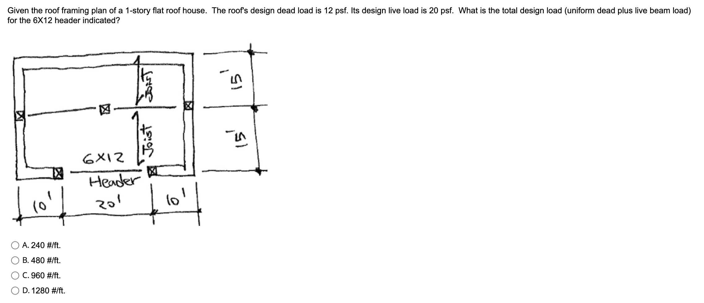 Solved Given the roof framing plan of a 1-story flat roof | Chegg.com