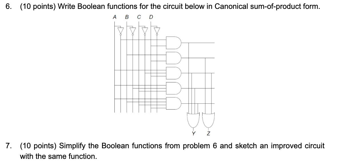 Solved 7. (10 points) Simplify the Boolean functions from | Chegg.com