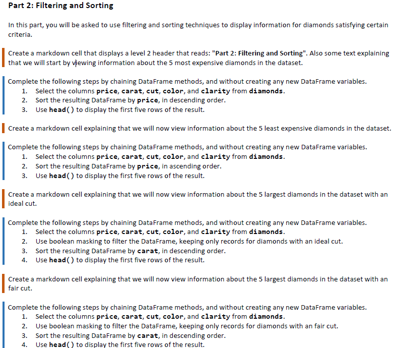 Solved Part 2: Filtering and Sorting In this part, you will | Chegg.com