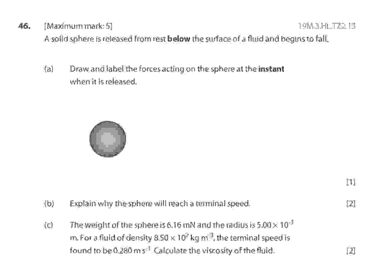 Solved [Maximum mark:5]A solld spiere is released form rest | Chegg.com