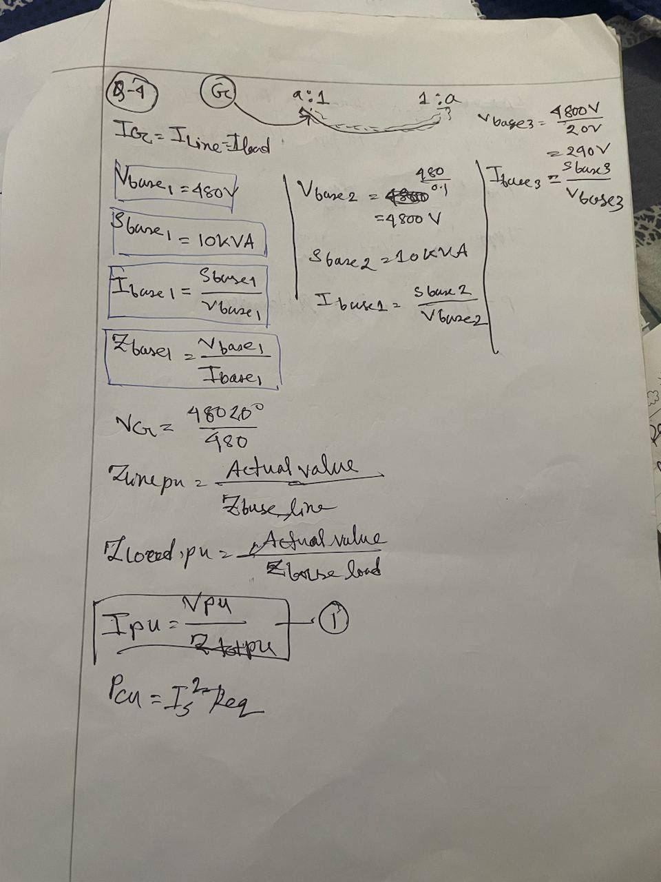 Zbase =Ibase Vbase VG==48048020∘ Zine pu =Zbuse , | Chegg.com