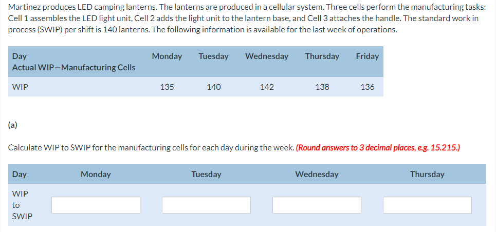 Solved Martinez produces LED camping lanterns. The lanterns | Chegg.com