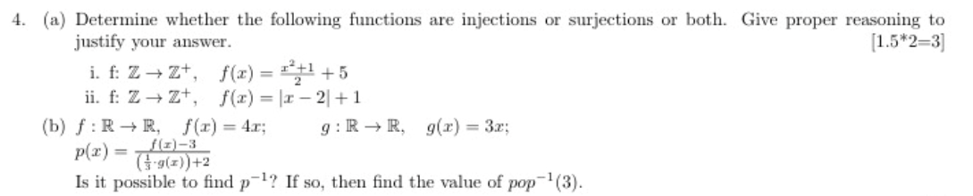 Solved (a) ﻿Determine whether the following functions are | Chegg.com