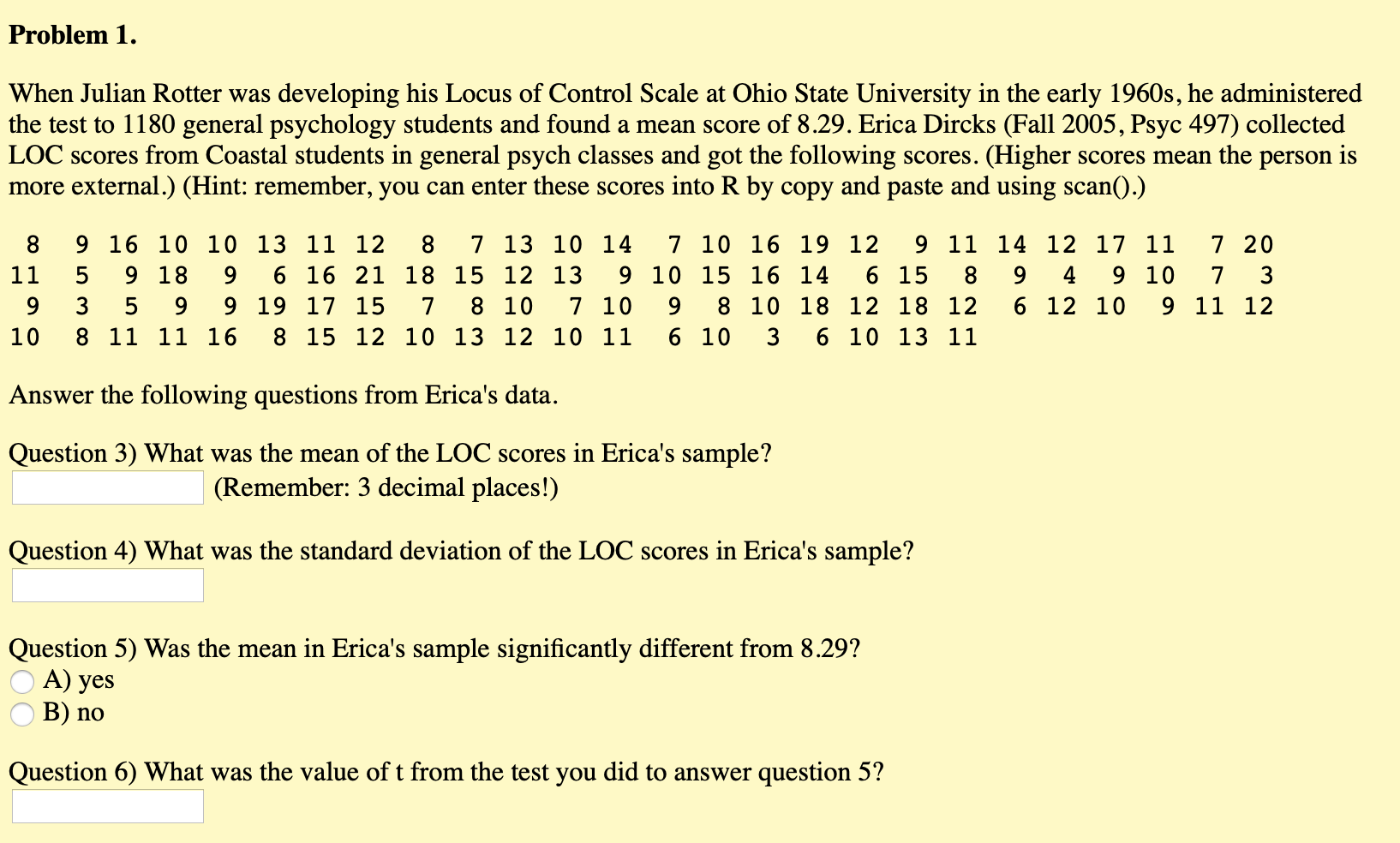 Solved Problem 1. When Julian Rotter was developing his | Chegg.com