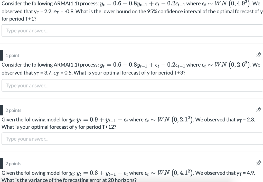 Solved Consider the following ARMA(1,1) process: Yt = 0.6 | Chegg.com