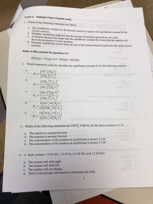 Solved PARTI: Multiple Choice (3 points each) 1. Which of | Chegg.com