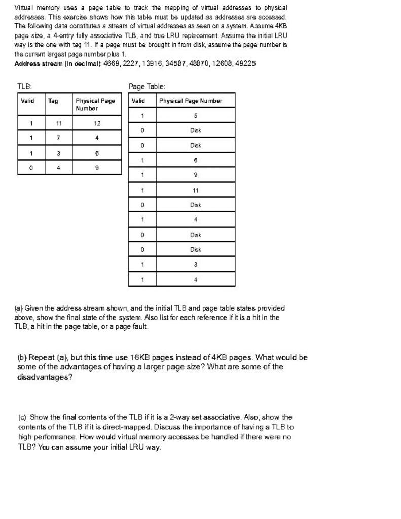 Solved Virtual memory uses a pags table to track the mapping | Chegg.com