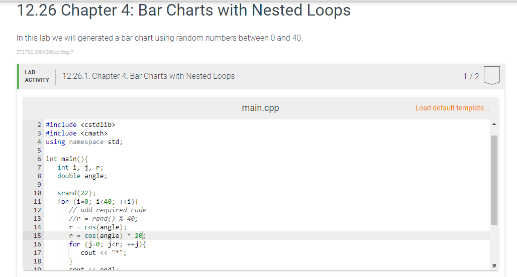 Solved 12.26 Chapter 4: Bar Charts with Nested Loops In this | Chegg.com