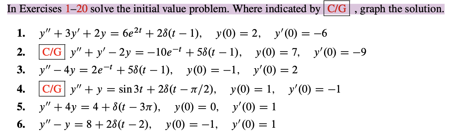 Solved = = = = = - In Exercises 1-20 solve the initial value | Chegg.com