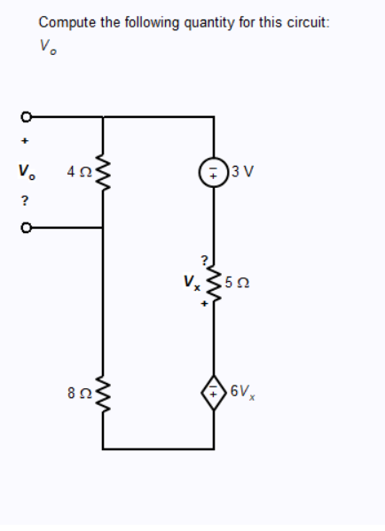Solved Compute the following quantity for this circuit: V. w | Chegg.com