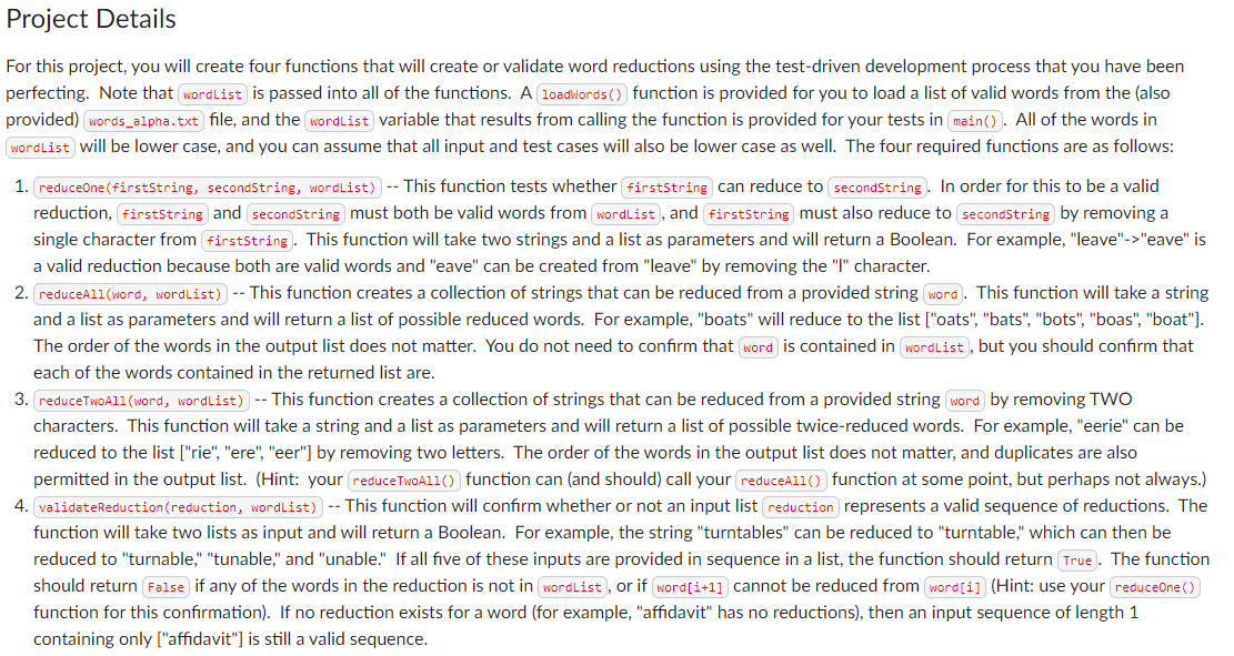 Solved Project Goals • Practice more string manipulation • | Chegg.com
