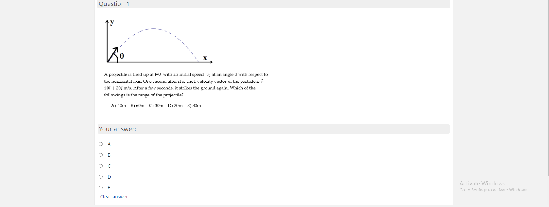 Solved Question 1 у K. Bo A projectile is fired up at t=0 | Chegg.com