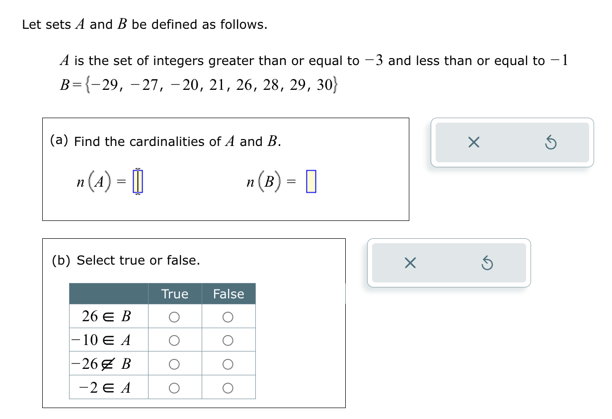 Solved Let sets A and B ﻿be defined as follows.A ﻿is the set | Chegg.com