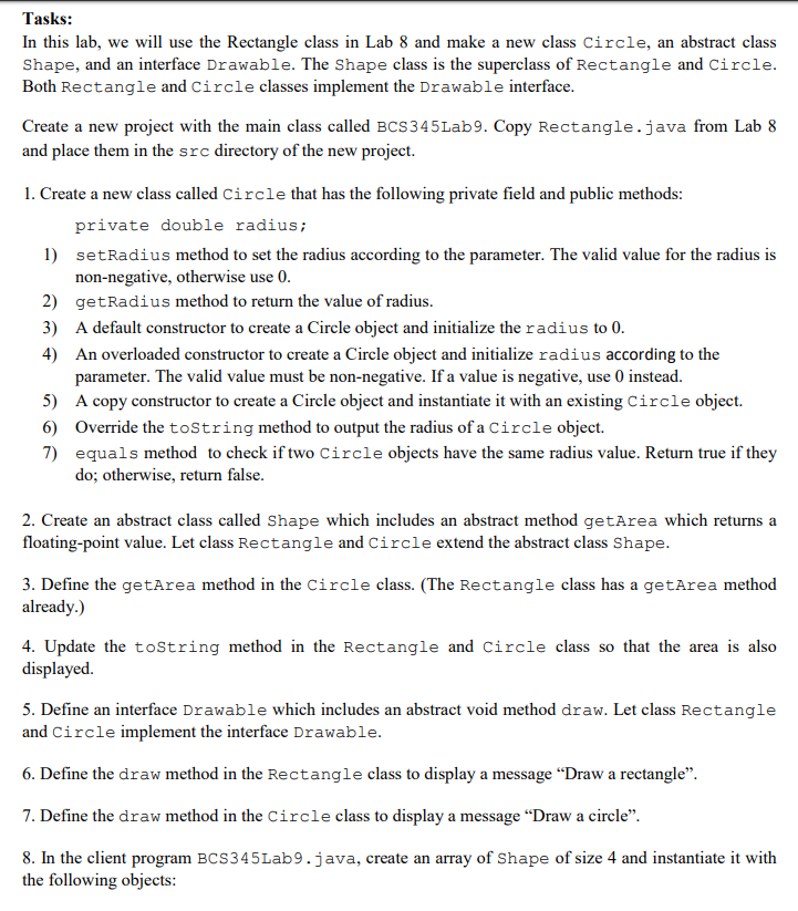 Solved Tasks: In this lab, we will use the Rectangle class | Chegg.com