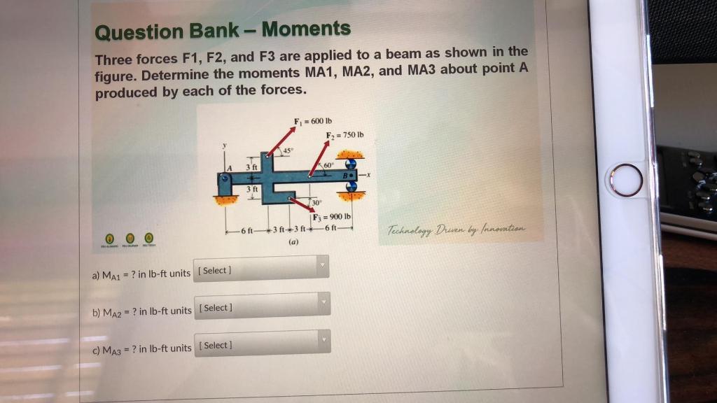 Solved Question Bank - Moments Three forces F1, F2, and F3 | Chegg.com