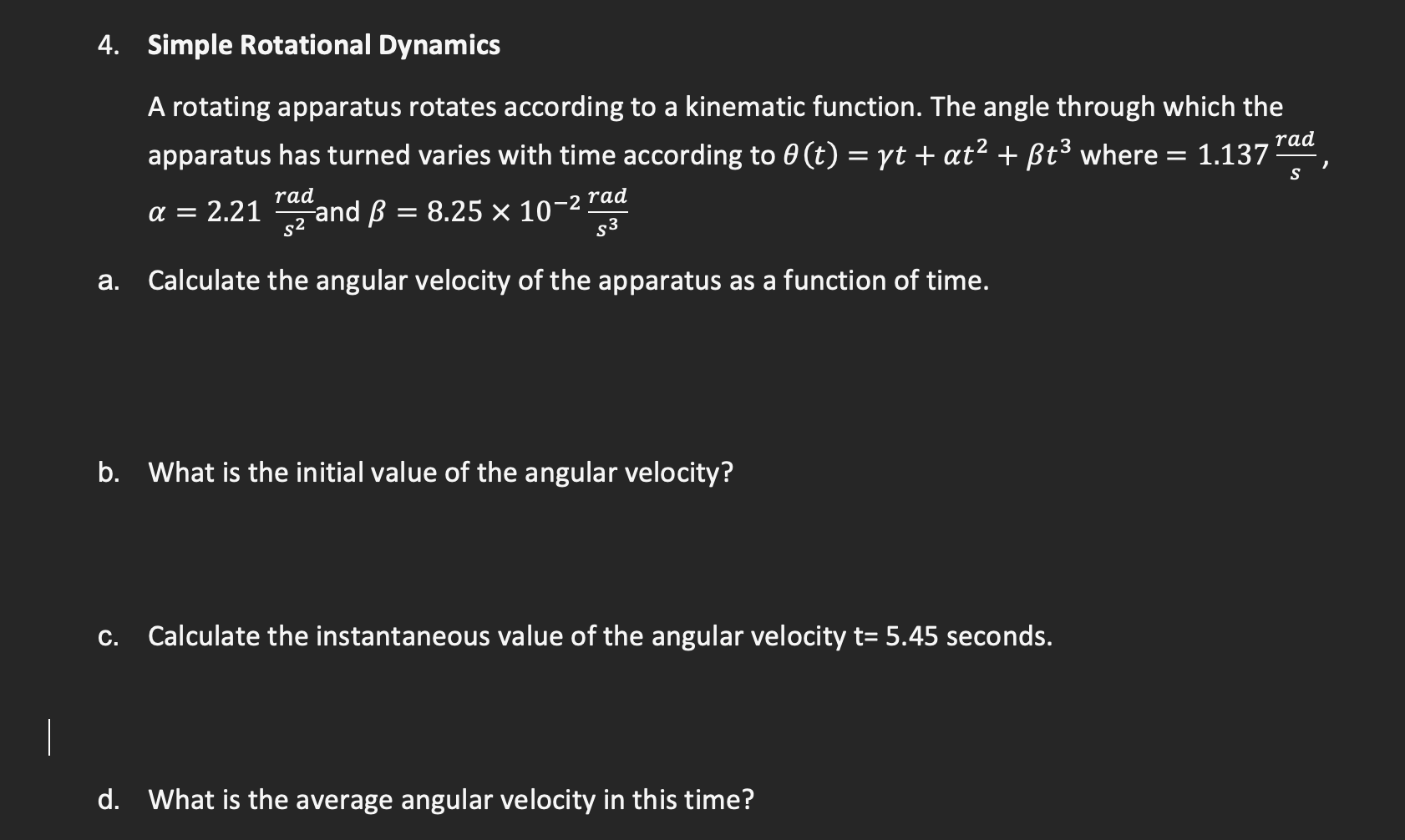 Solved Simple Rotational DynamicsA rotating apparatus | Chegg.com