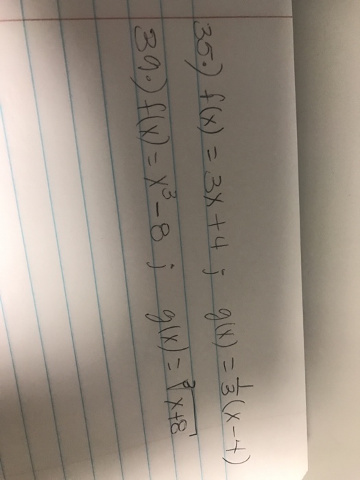 Solved Verify that the function f and g are inverses of each | Chegg.com