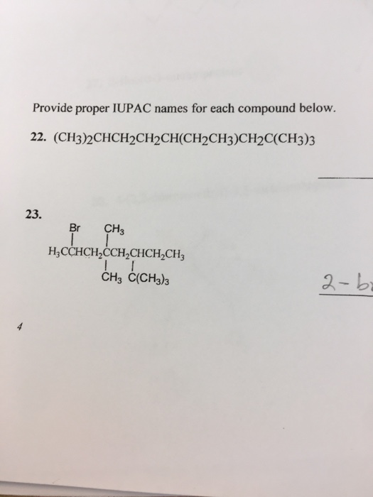 Solved Provide proper IUPAC names for each compound below. | Chegg.com