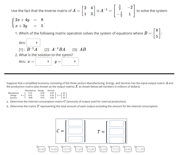 Solved 24 Use the fact that the inverse matrix of A= is A-1= | Chegg.com