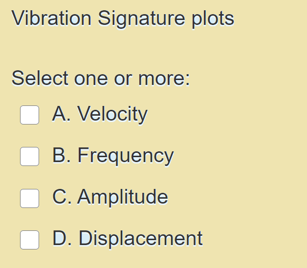 Solved Vibration Signature plots Select one or more: A. | Chegg.com