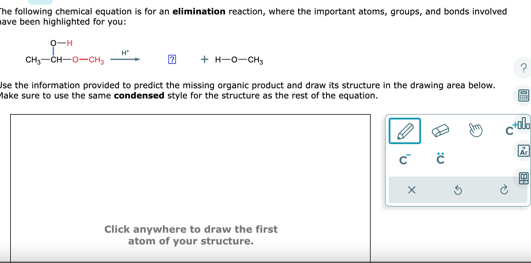 Solved he following chemical equation is for an elimination | Chegg.com