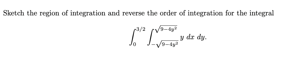 Solved Sketch the region of integration and reverse the | Chegg.com